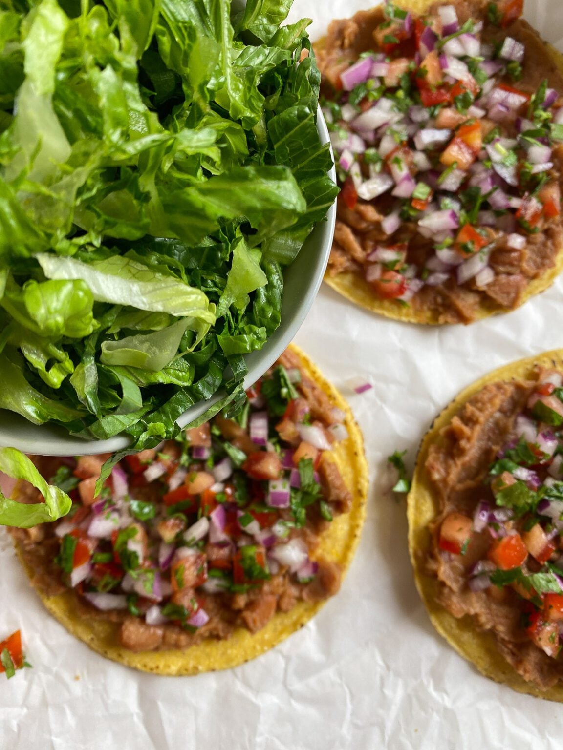 Easy Avocado and Refried Bean Tostadas - Food Sharing Vegan