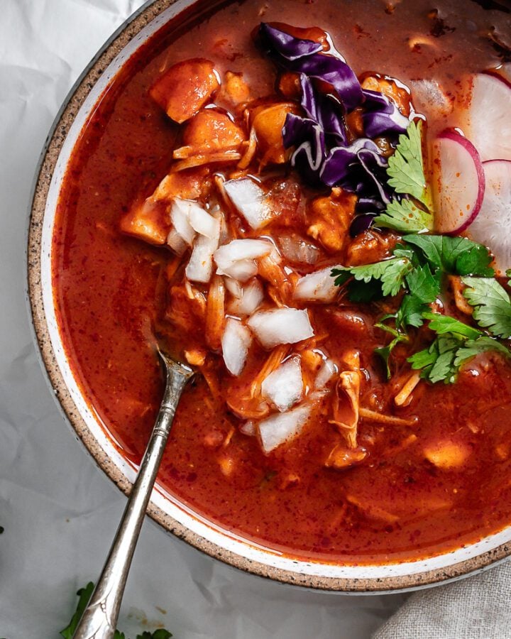 Vegan Posole Rojo [Mexican Hominy Soup] - Food Sharing Vegan
